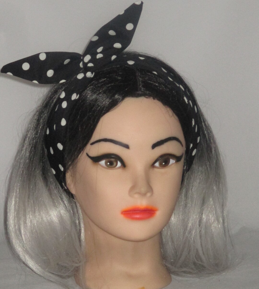 Wire Head Scarf Black White Polka Dots Headband Retro Wired - Etsy