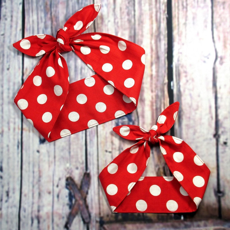 Red Polka Dot Head Scarf - Etsy