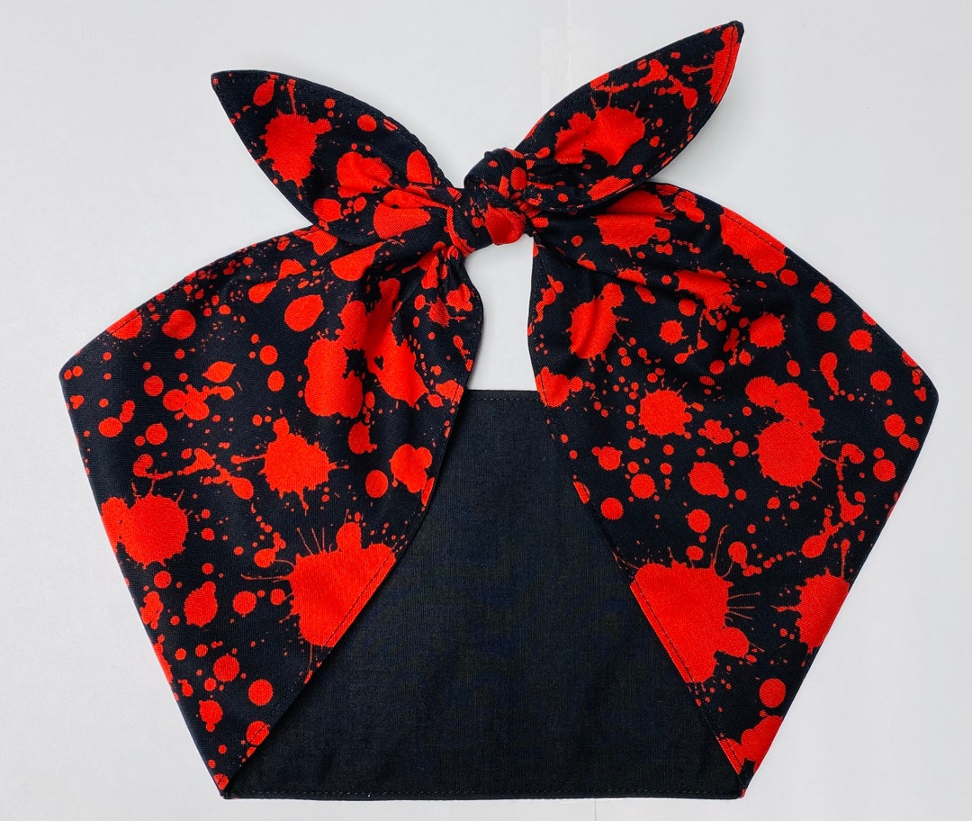 Blood Splatter Horror Zombie Head Scarf Black Red Headband Hair Wrap ...