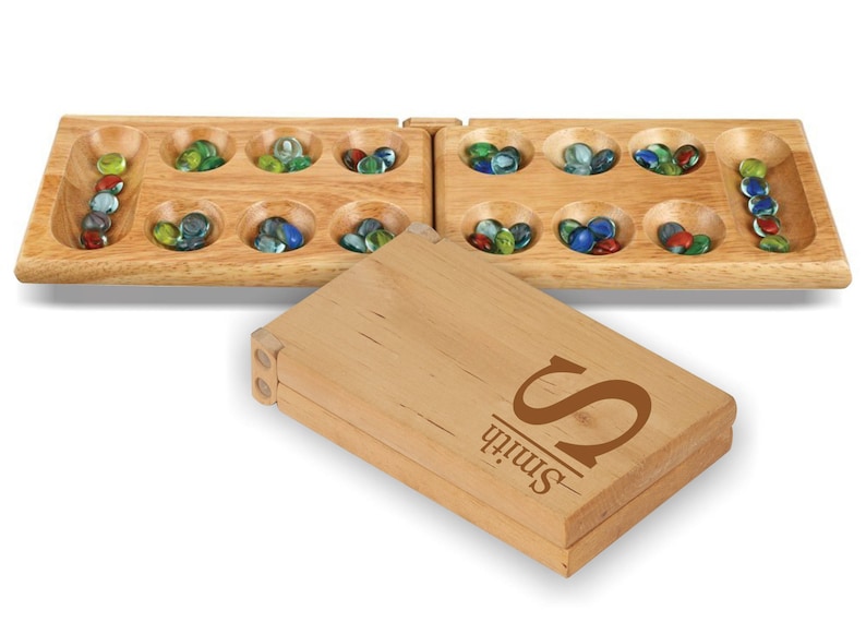 Personalized Wood Mancala Board Game Gift Set, Custom Gift for Him ...