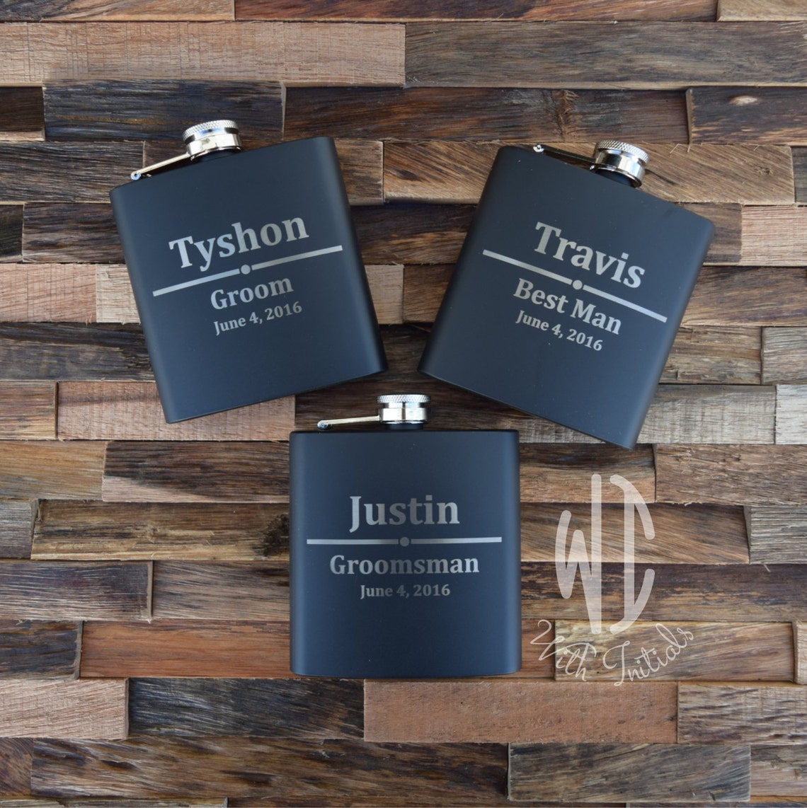 Personalized Flask Set Monogram Flask Groomsmen Gift | Etsy