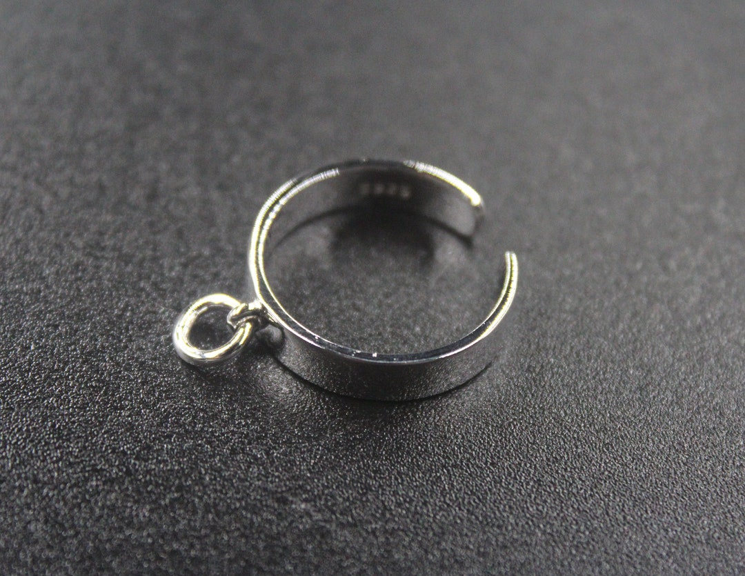 925 Sterling Silver Open Ring Band/ Geometric Circle Pendant/ Wide ...