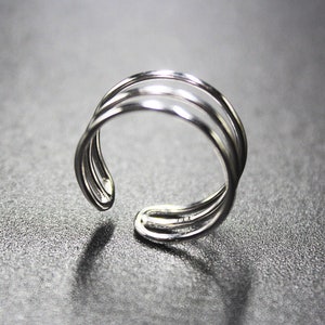 Three Line Adjustable Ring Midi Ring Knuckle Ring 925 Sterling - Etsy