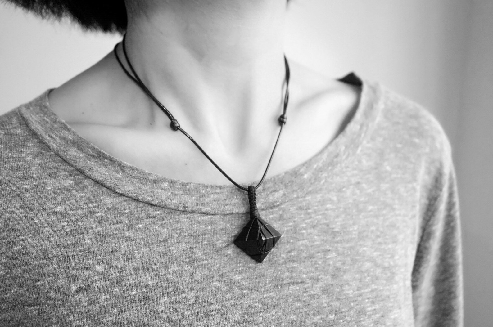 Mysterious geometry Obsidian Pendant Natural Obsidian Necklace | Etsy