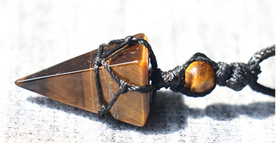 Natural Tiger Eye Stone Pendant Necklace - Etsy Natural Tiger Eye Stone Pendant Necklace - Etsy
