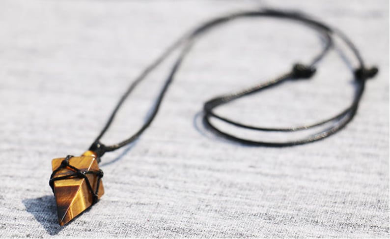 Natural Tiger Eye Stone Pendant Necklace - Etsy Natural Tiger Eye Stone Pendant Necklace - Etsy