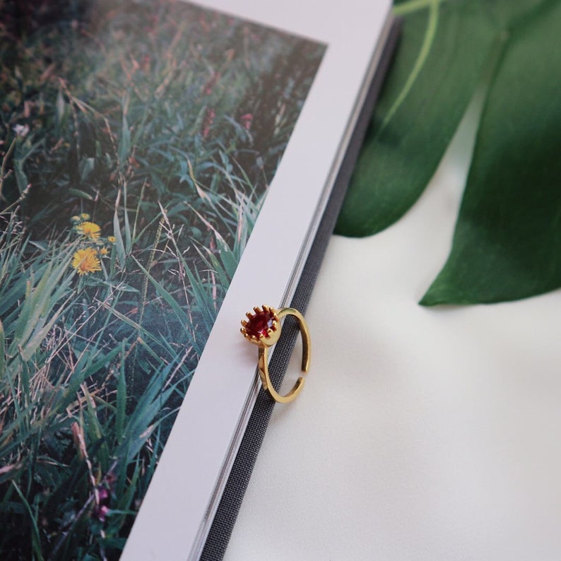 Red Cubic Zirconia Ring/925 Sterling Silver Ring 18k Gold - Etsy