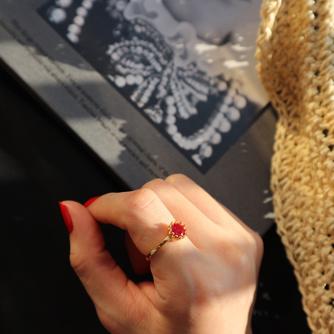 Red Cubic Zirconia Ring/925 Sterling Silver Ring 18k Gold | Etsy