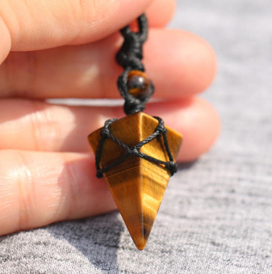 Natural Tiger Eye Stone Pendant Necklace - Etsy Natural Tiger Eye Stone Pendant Necklace - Etsy