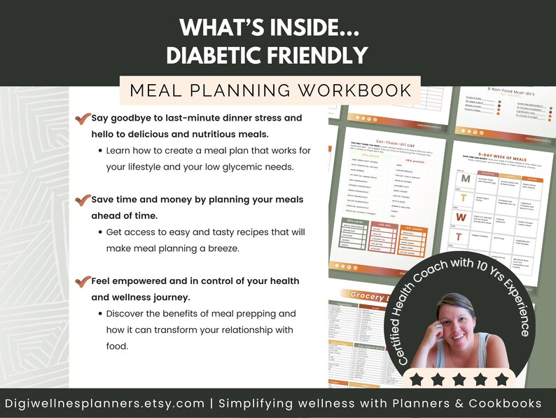 Diabetic Meal Planning Workbook, 5 Day Low Glycemic Meal Plan & Blood ...