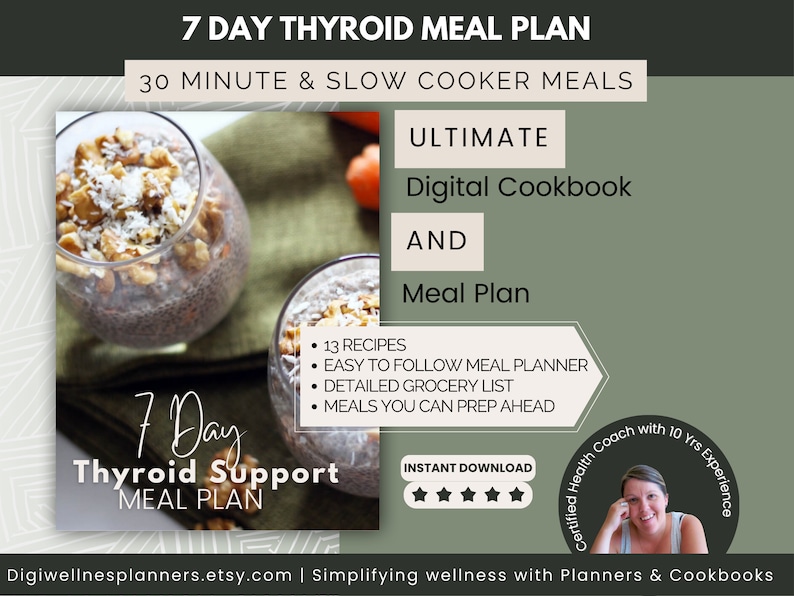 7-day Thyroid Meal Plan for Women | 13 Recipes | Grocery List | Simple ...