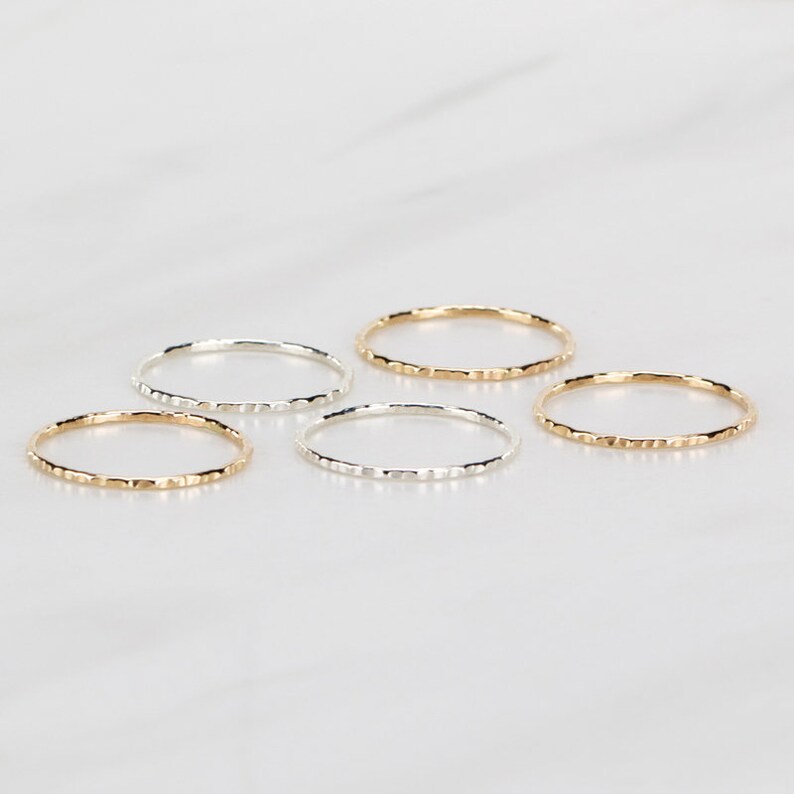 Gold and Silver Stack Ring Set Hammered Gold Silver Stacked | Etsy