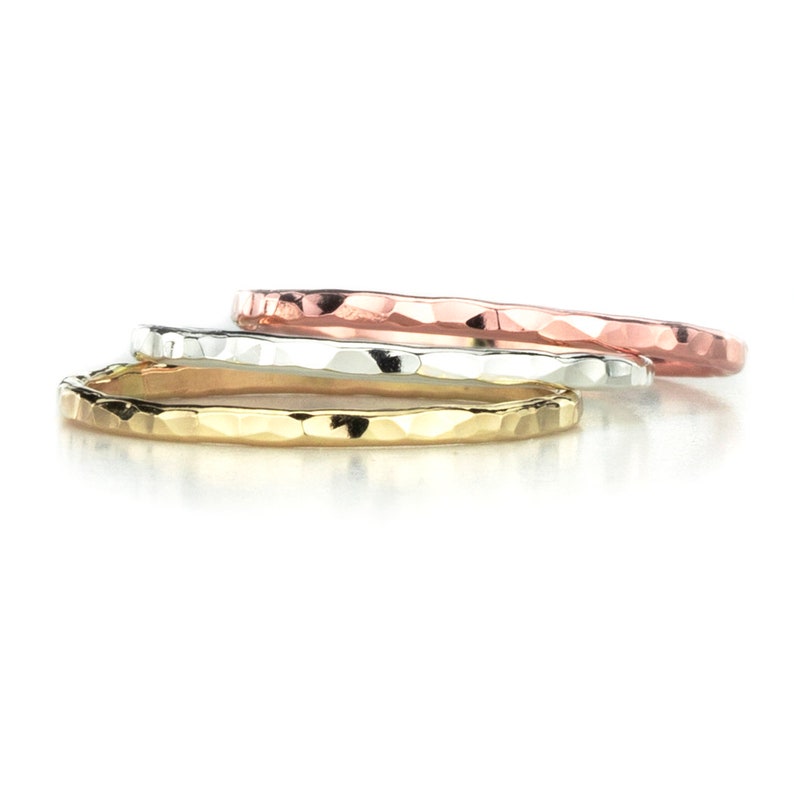 Mixed Metal Rings Stacking Rings Hammered Gold Ring Silver | Etsy