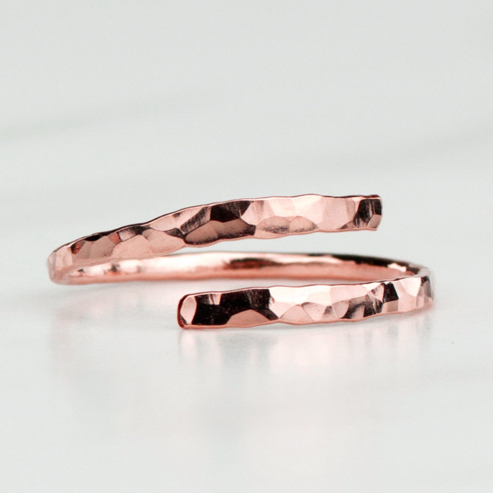 Hammered Bypass Ring Adjustable Open Band Spiral Ring Gold | Etsy