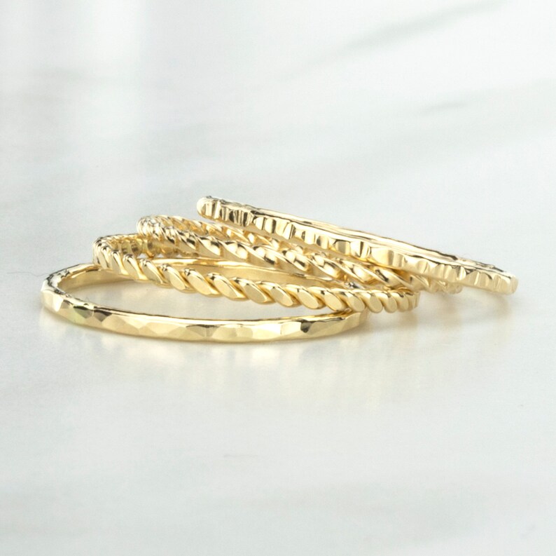 Gold Stacking Ring Set Set of 4 Hammered 14K Gold Fill - Etsy