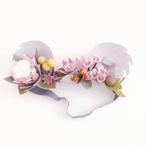 Deluxe Koala Ears Headband / Crown - Pure Wool Felt, Floral Headband ...