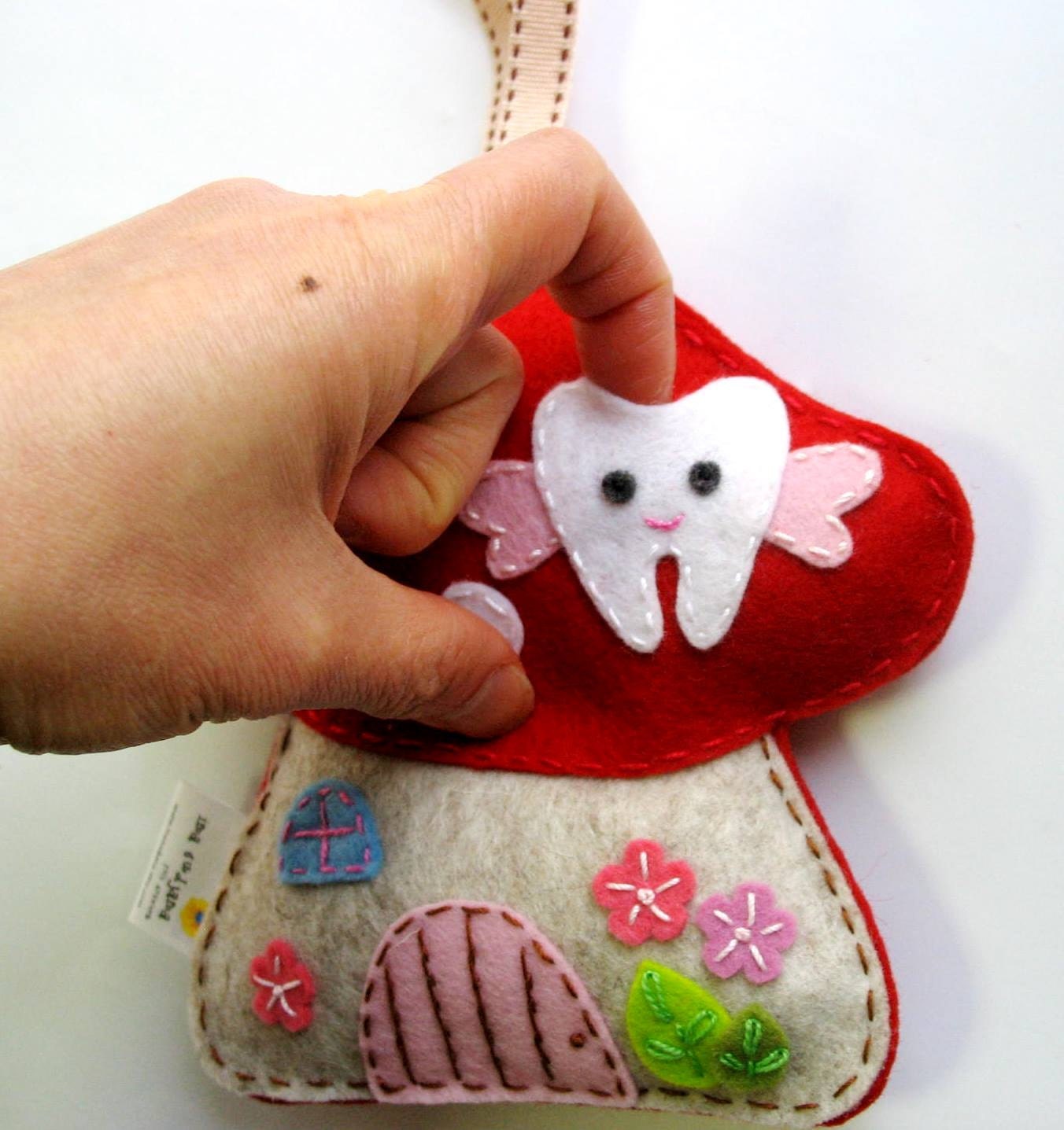 RED Toadstool Tooth Fairy pillow 100% pure wool felt Perth | Etsy