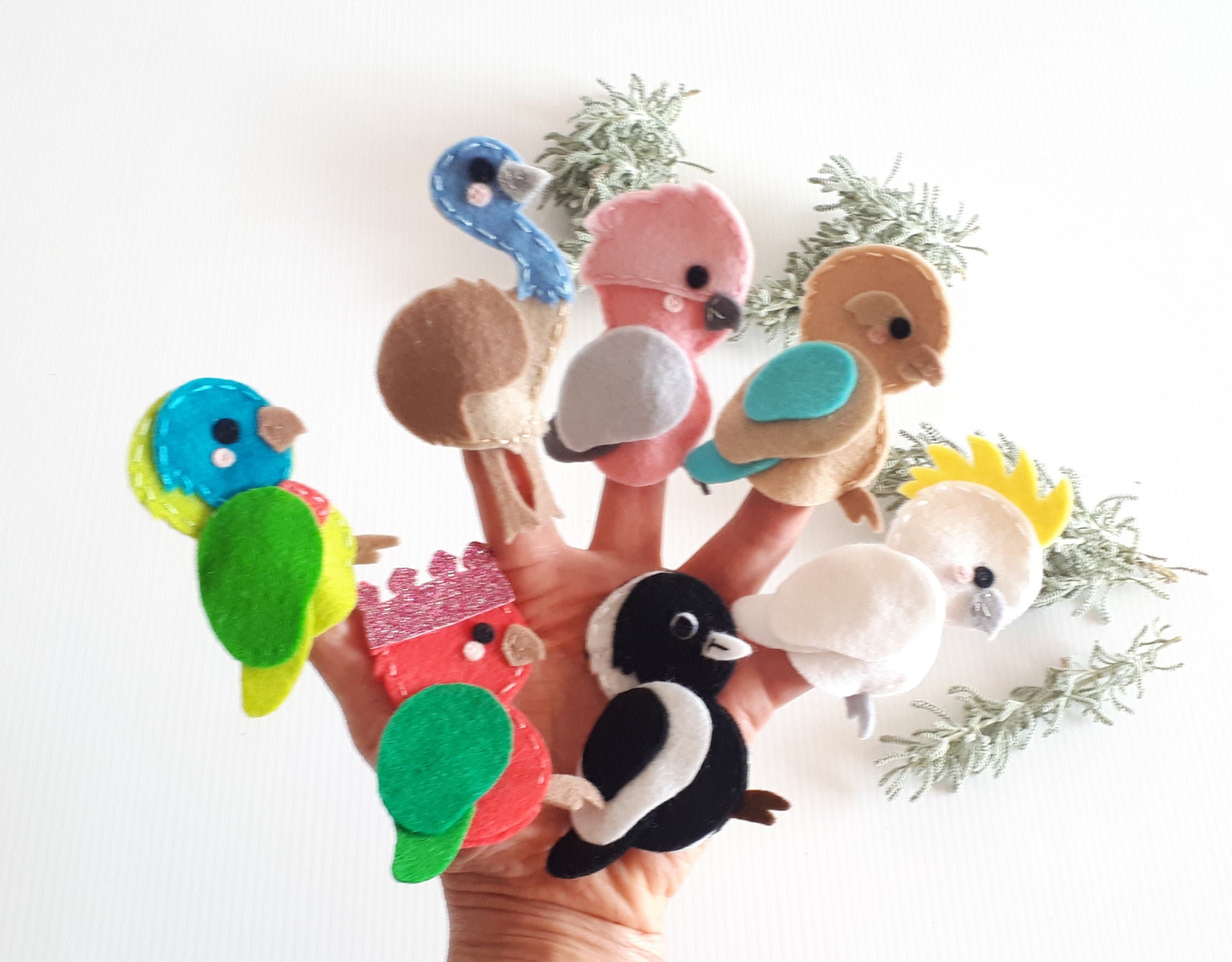 Australian Birds - Felt Finger Puppets, Pretend Play, Kookaburra, Emu ...
