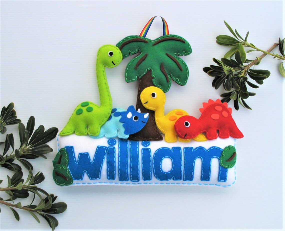 Dinosaurs Made-to-order Personalised Felt Name Banner / - Etsy