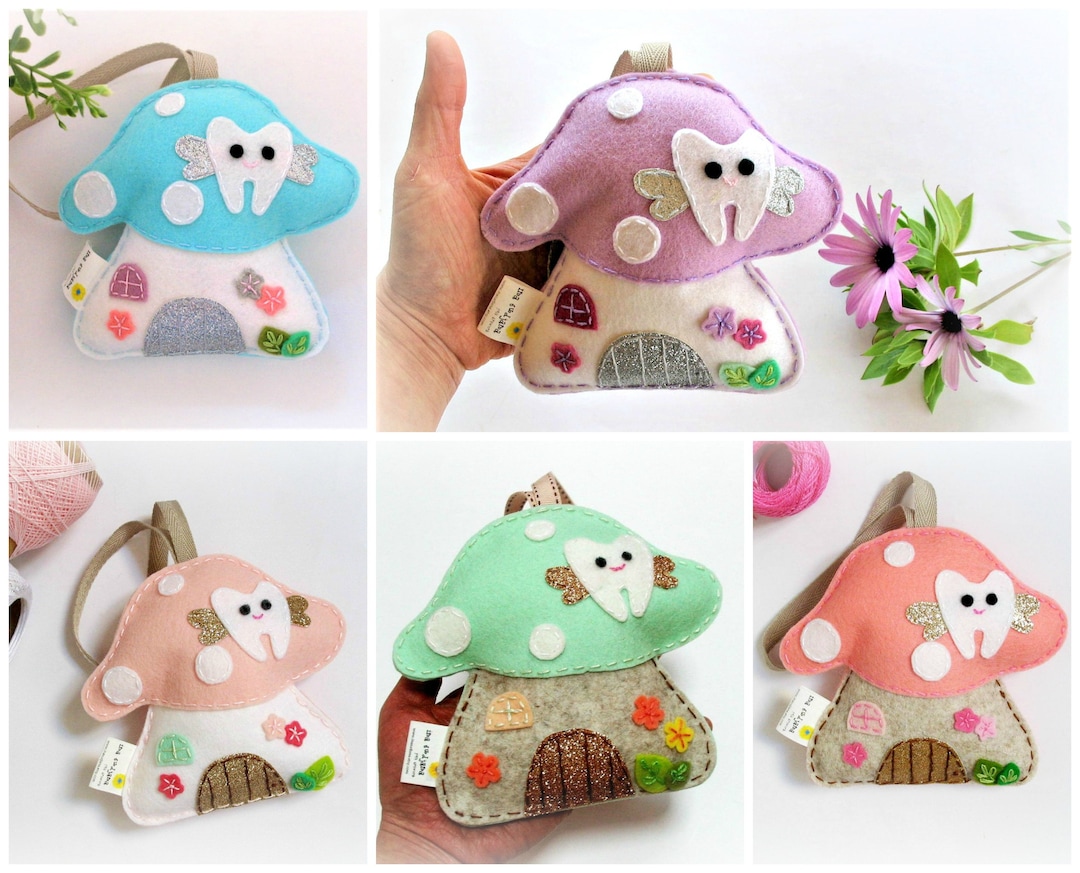 Various Colours Toadstool - Tooth Fairy Pillow 100% Pure Wool Felt ...