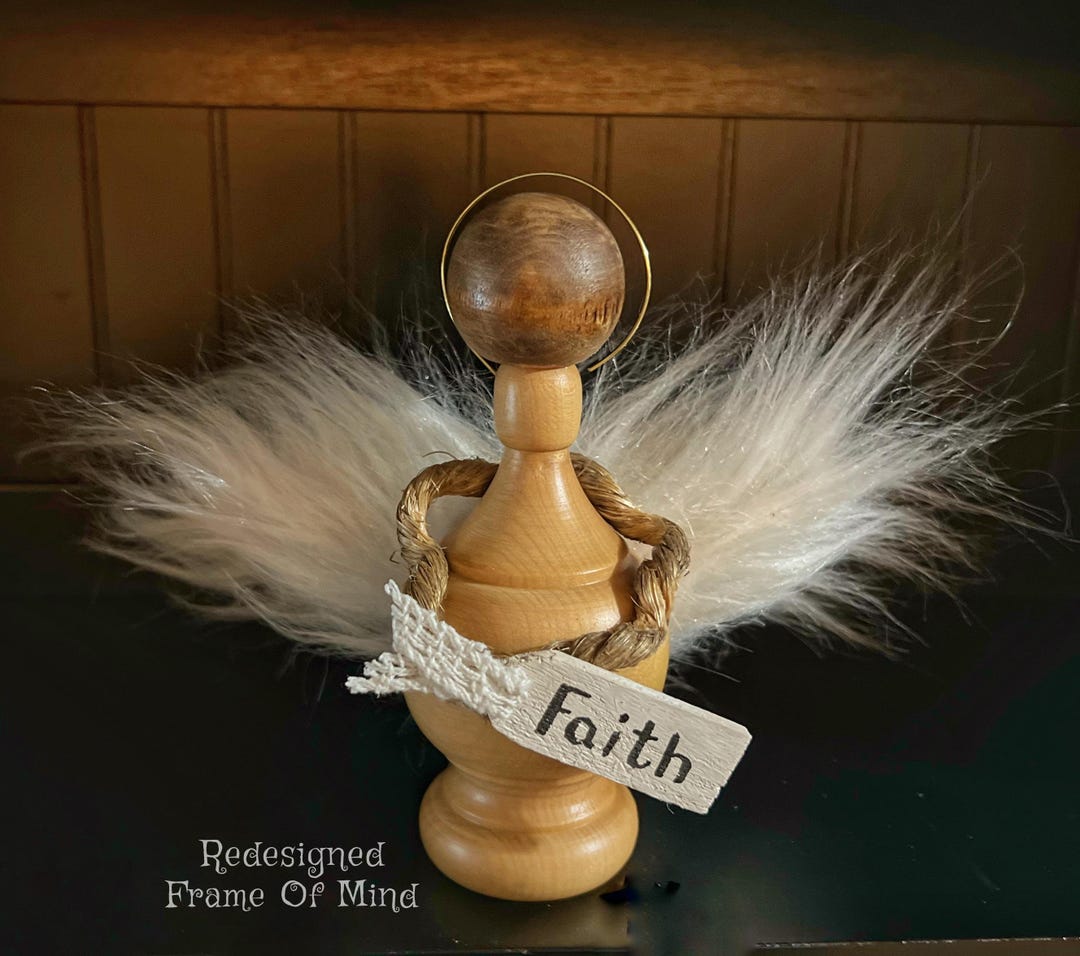 Spindel Angel/ Wooden Angel/ Maple Wood / Angel W/fluffy Wings/ Turned ...