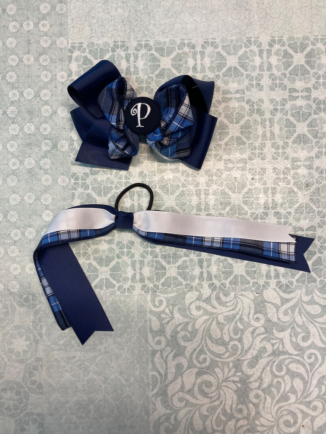 Navy, White Lt Blue Plaid 76. Back to School Hair Bows - Etsy