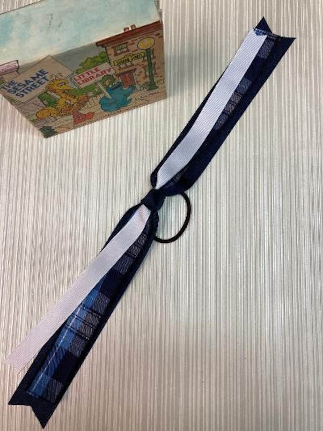Plaid Streamer 15inch Cheer Bow. Navy, White, Light Blue Plaid 76 Back ...