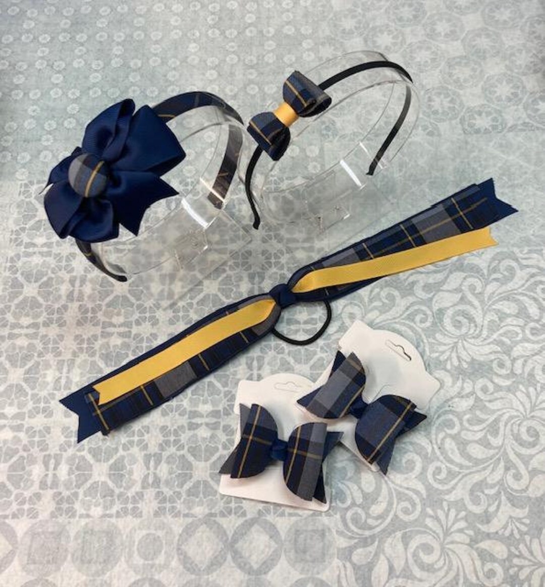 School Uniform PLAID 57 Set of 5 Pieces Navy, Yellow Gold, Royal - Etsy