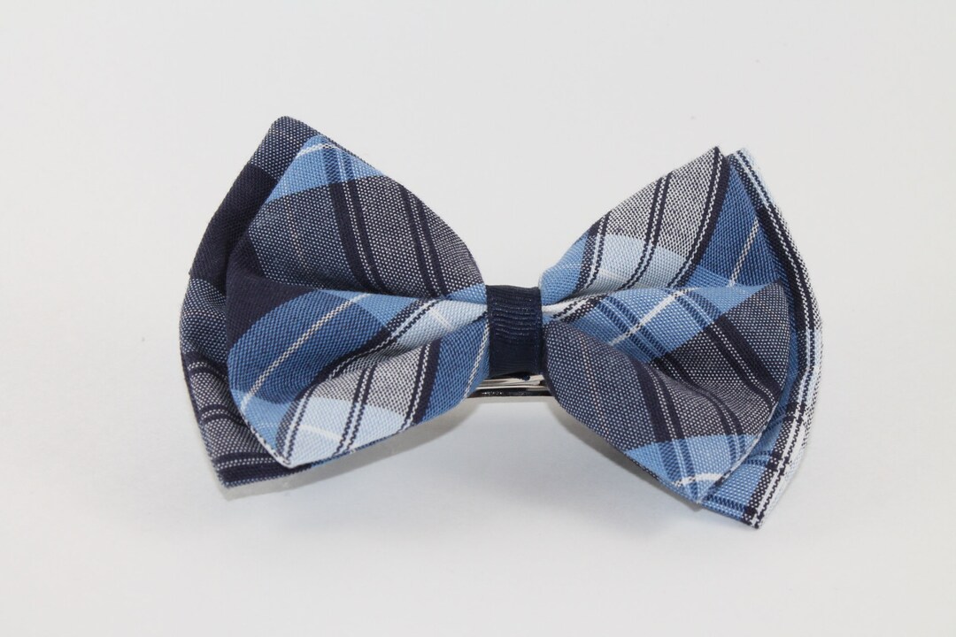 Large Plaid 76 School Uniform Hair Bow, Navy,light Blue, White. - Etsy