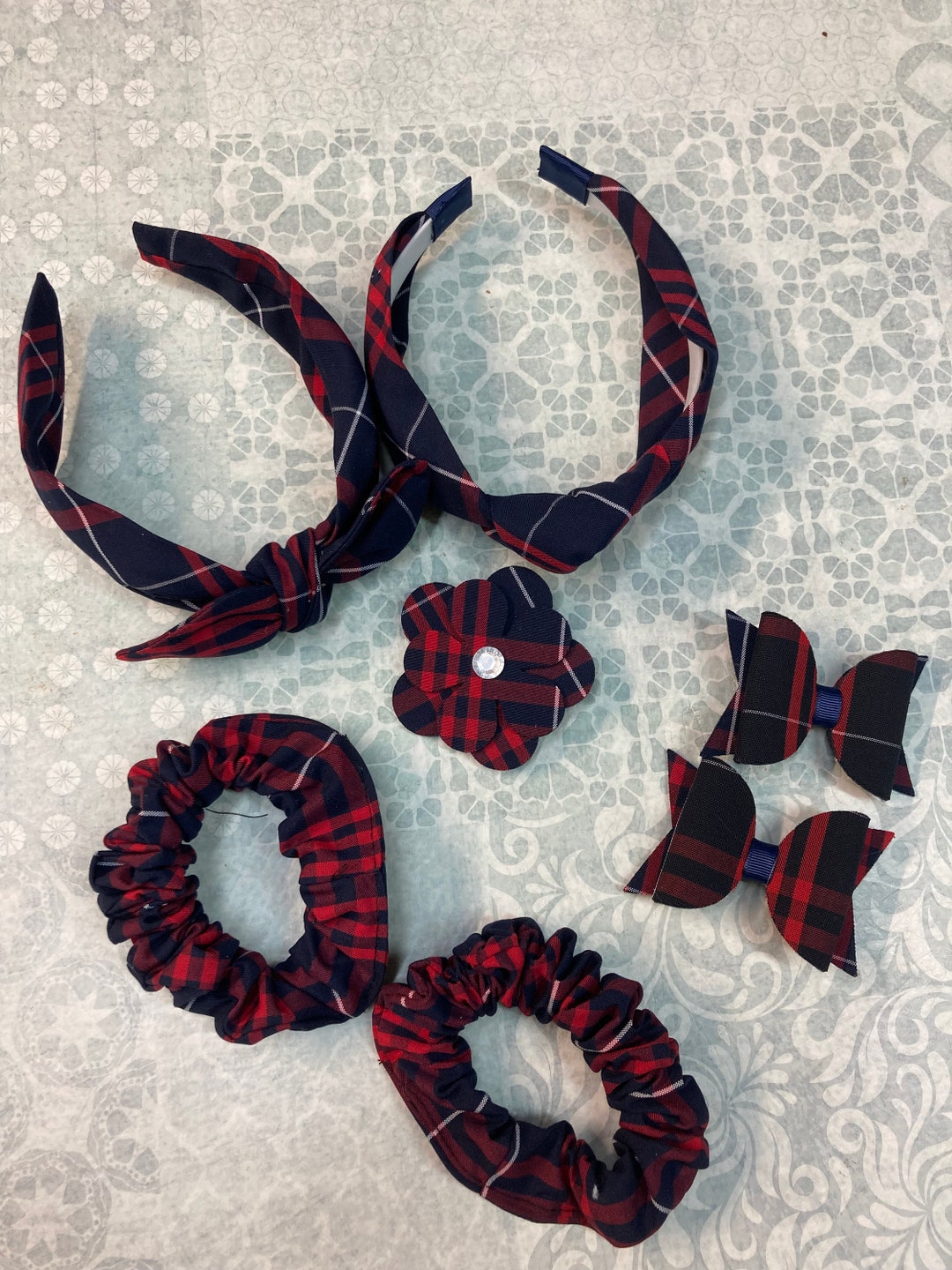 School Uniform Plaid 37 Back Set, School Uniform Bows Navy Red White ...