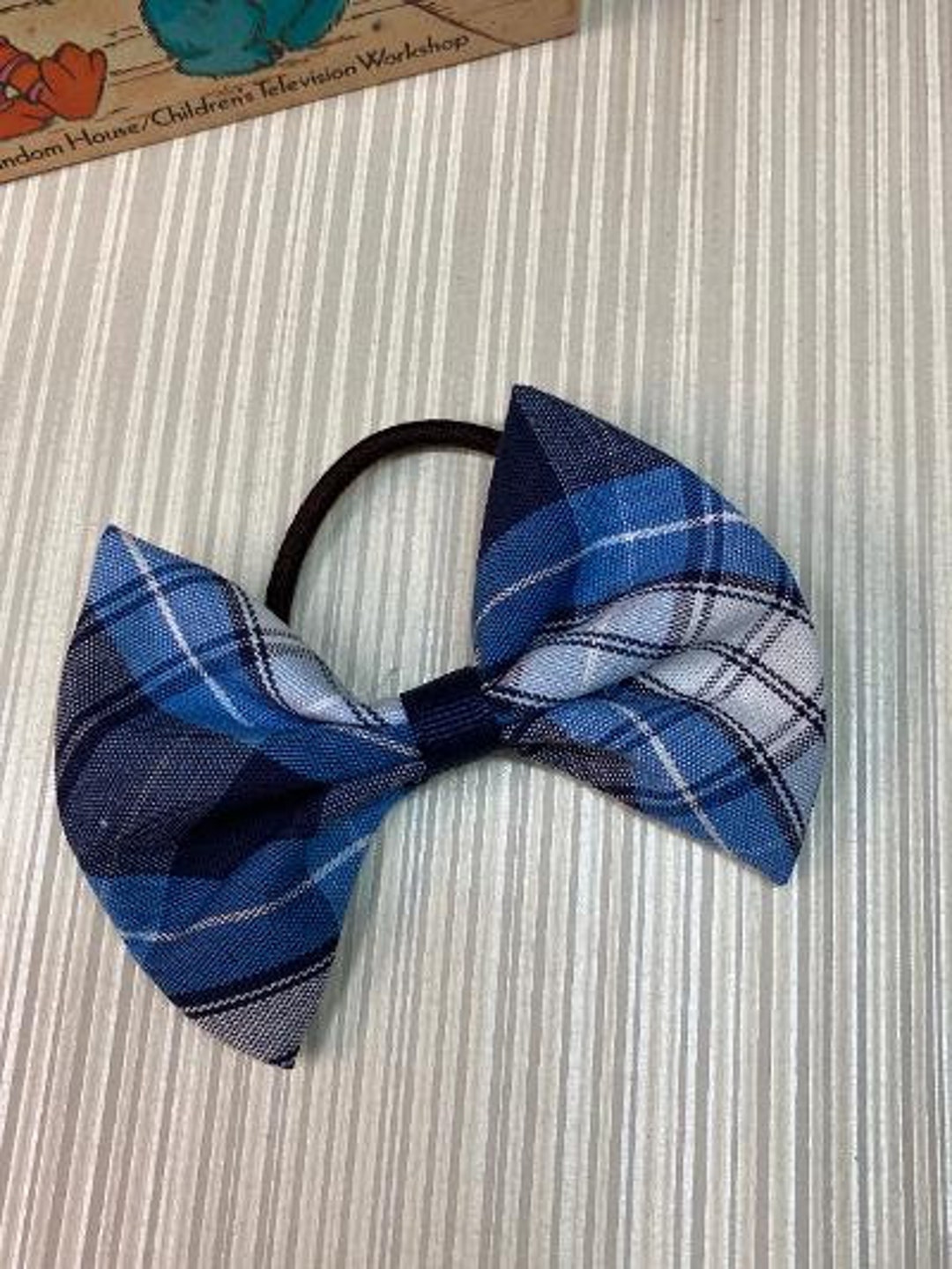 School Uniform JC102 Plaid Bow, Navy, White, Light Blue Plaid #76 Back ...