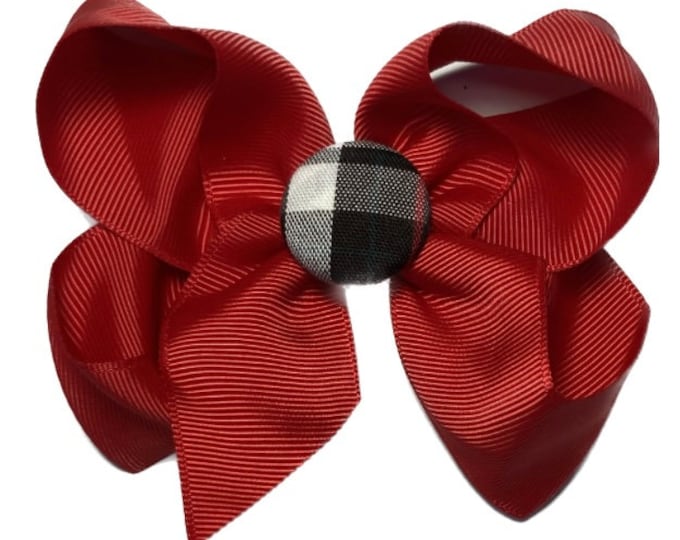 Large Bow Button Plaid 60 Back to School Uniform Bows Plaid Uniform ...