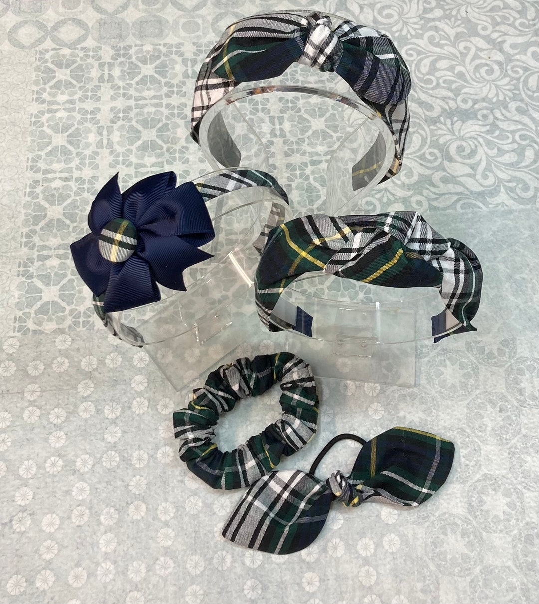 School Uniform Set in Plaid 35 Forest Green Yellow Navy White Plaid ...