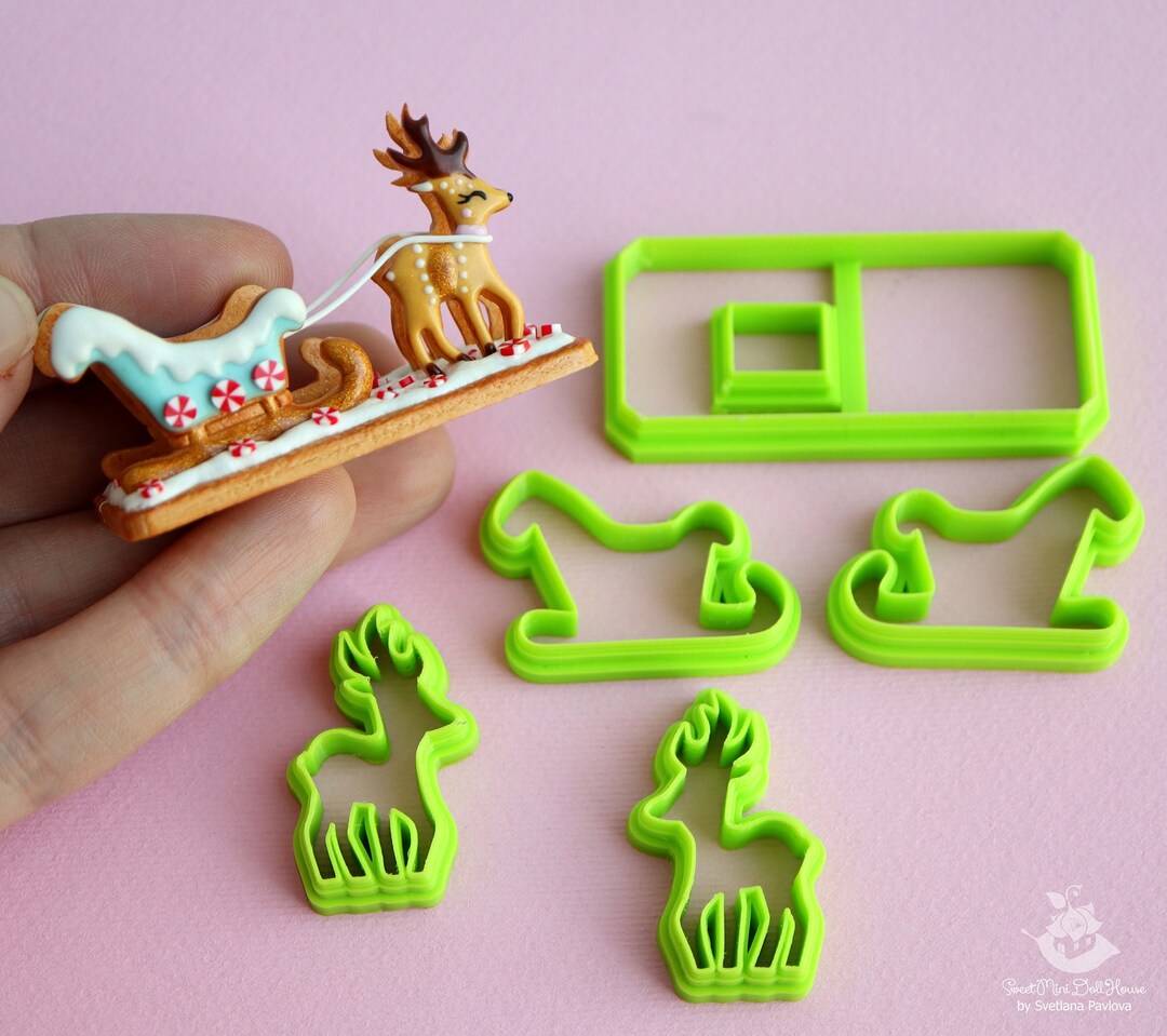 Christmas Sleigh Polymer Clay Cutters: Deer and Sleigh Design (PLA ...
