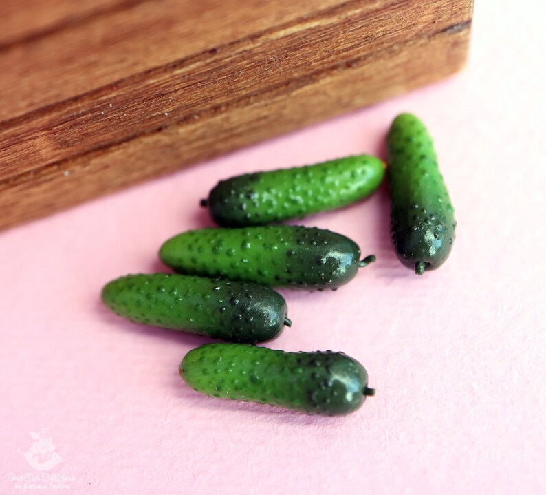 Miniature cucumbers 5 pieces. Handmade polymer clay. | Etsy