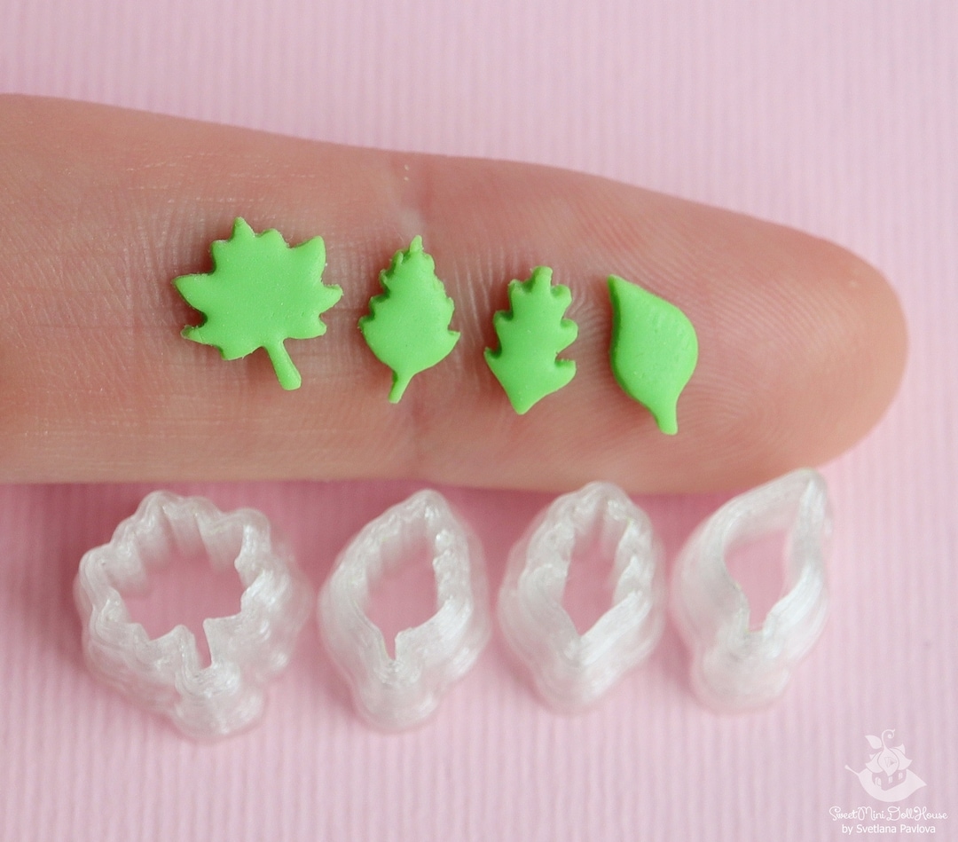 Leaf Cutter Set: 3D Printed PLA Plastic, Miniature Food Clay Cutters (4 ...