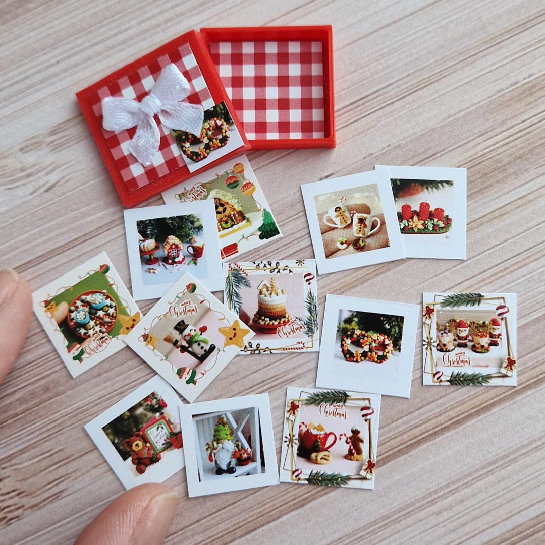 Miniature Box With a Set of Cards for Christmas. Scale 1:12. Dollhouse ...