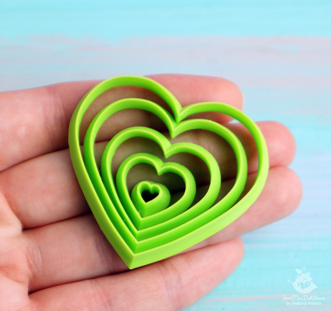 Heart Cutter Set: 5 PLA Plastic Sizes for Polymer Clay - Etsy