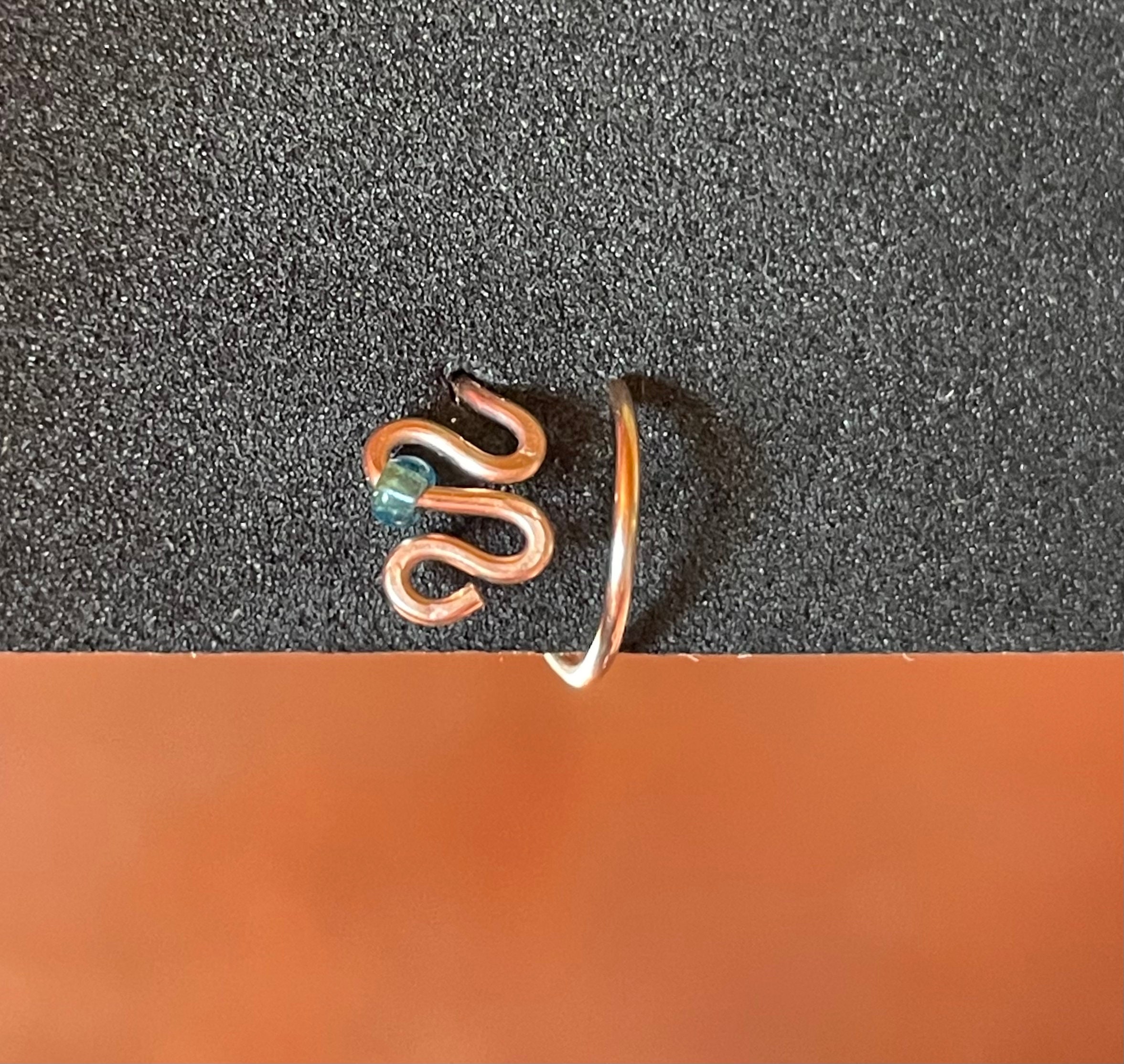 The Sammy Double Loop Nose Ring With Teal Bead in Silver Gold - Etsy