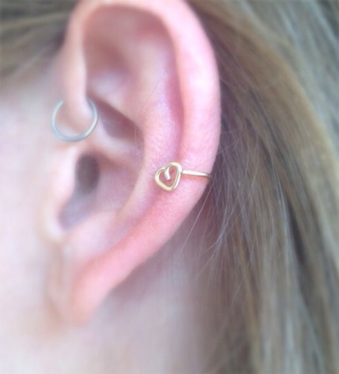 Heart Helix Earring in Silver Gold or Rose Gold Cartilage - Etsy