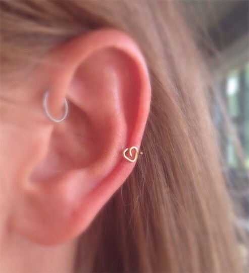 Heart Helix Earring in Silver Gold or Rose Gold Cartilage - Etsy