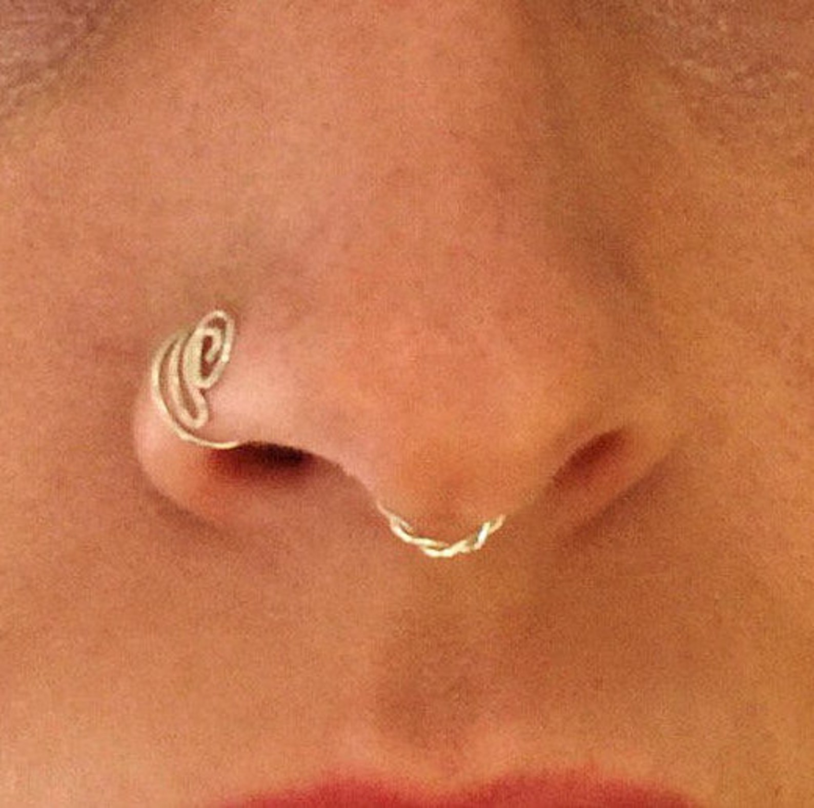 Twisted Septum Cuff in Sterling Silver, 14k Yellow and Rose Gold Fill ...