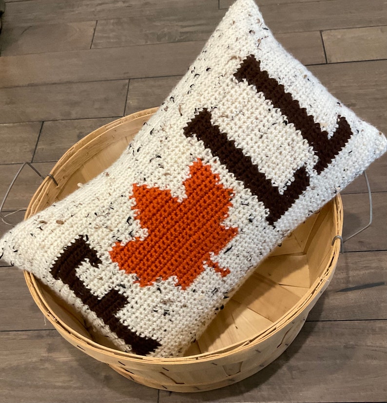 FALL Crochet Pillow Pattern Crochet Pillow Fall Word DIY Farmhouse Home ...