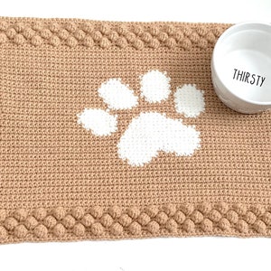 Paw Print Crochet Pattern Dog Mat for Food Cat Mat Pet Mat Crochet DIY ...
