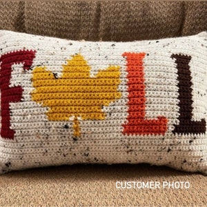 FALL Crochet Pillow Pattern Crochet Pillow Fall Word DIY Farmhouse Home ...