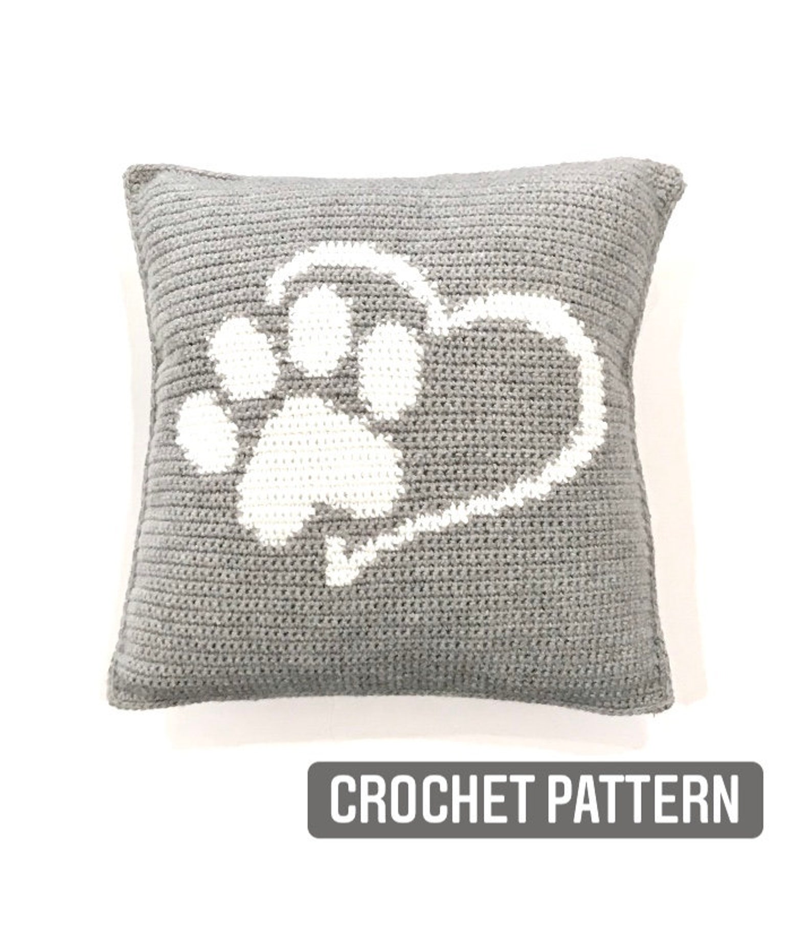 Paw Print Crochet Pillow Pattern Crochet Pillow Love My Dog - Etsy Canada