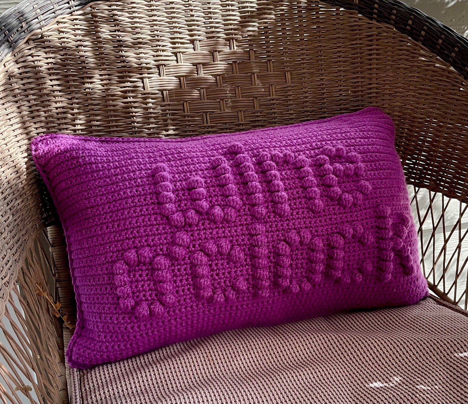 Crochet Pattern Bobble Pillow WINE OCLOCK Crochet Cushion DIY - Etsy