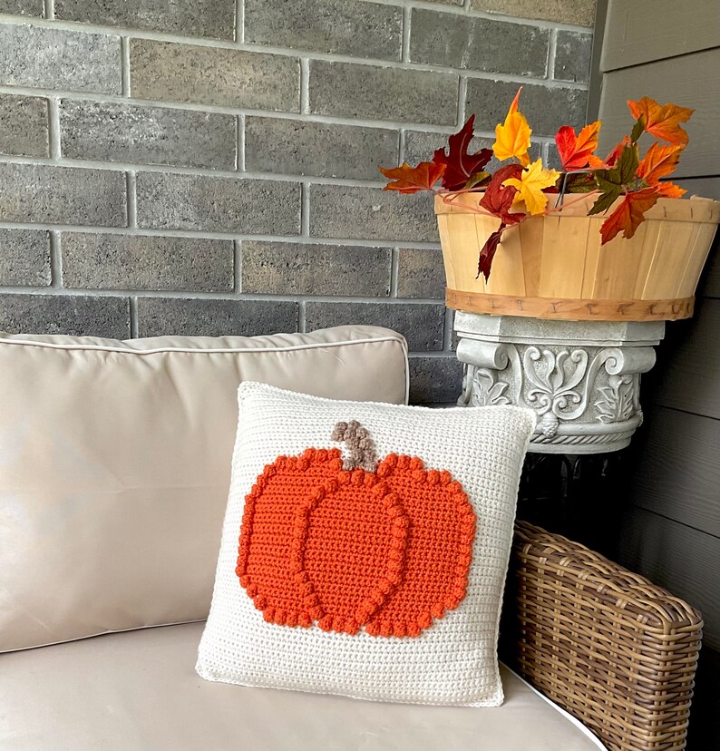 Pumpkin Crochet Pillow Pattern Fall Crochet Bobble Pumpkin - Etsy
