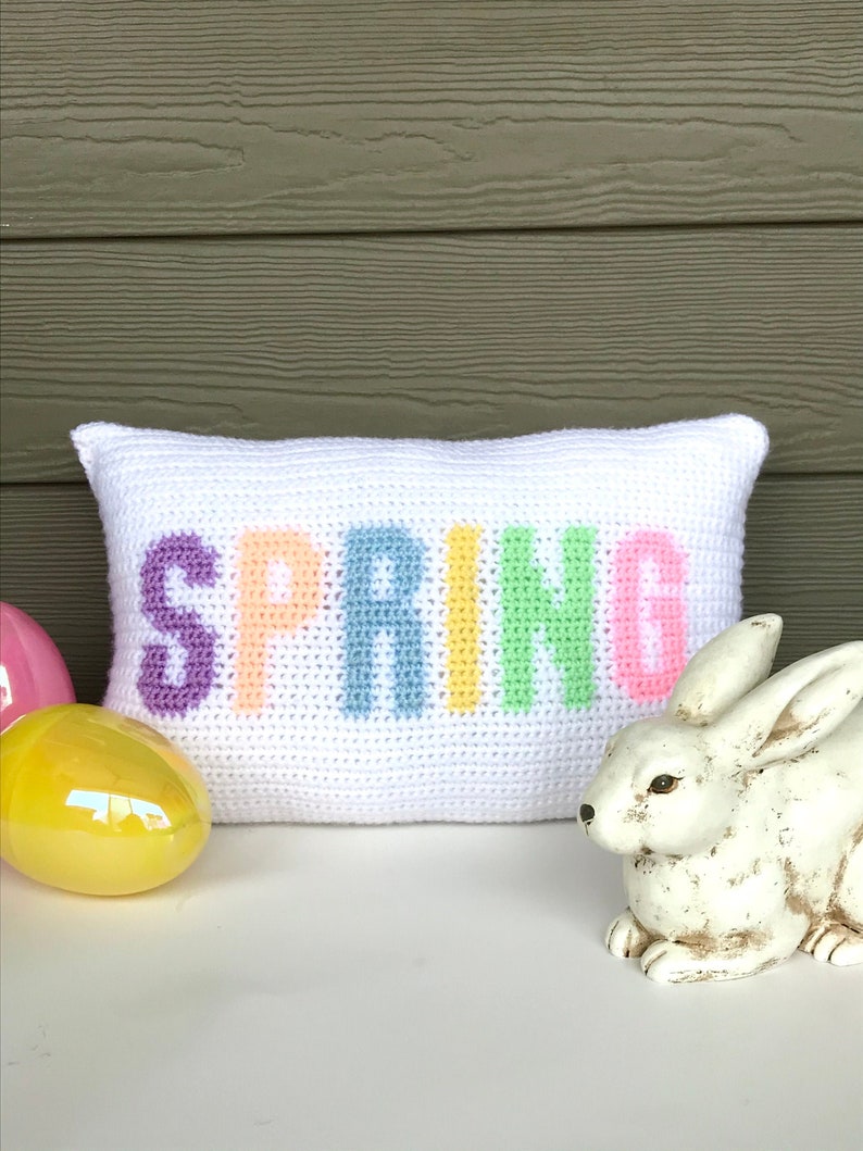 Easter Crochet Pillow Pattern Crochet Pillow Spring Easter Word DIY ...