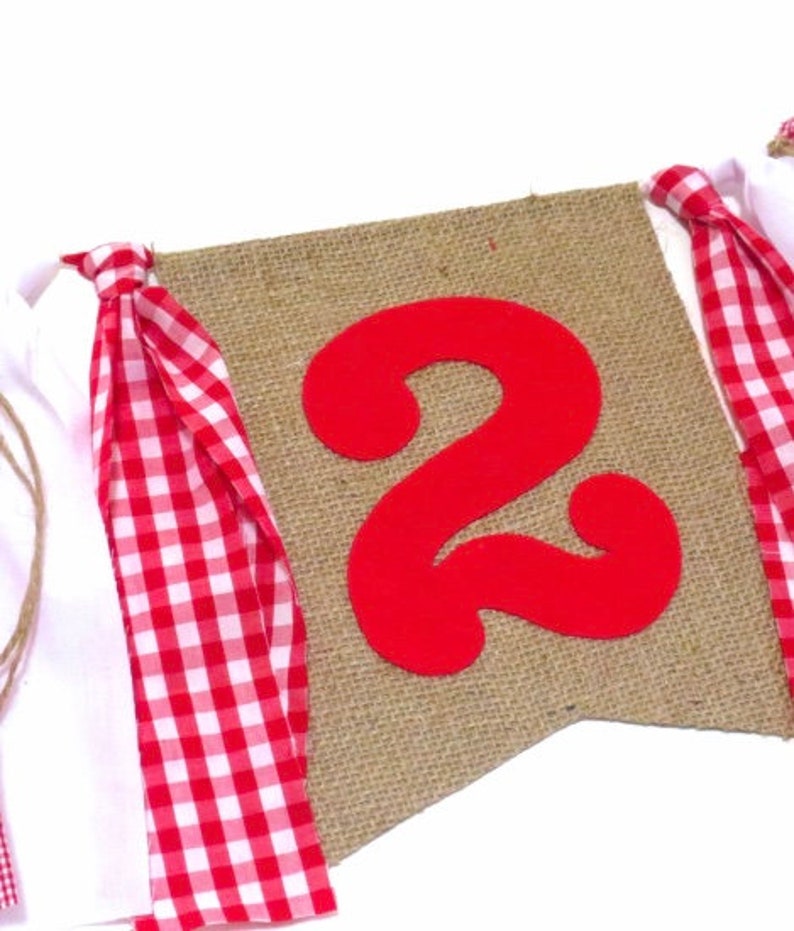Red Gingham Picnic Birthday Banner High Chair Highchair Teddy | Etsy
